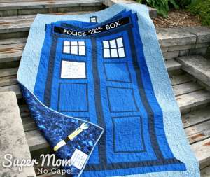 Doctor Who TARDIS Quilt Finish - Super Mom - No Cape!