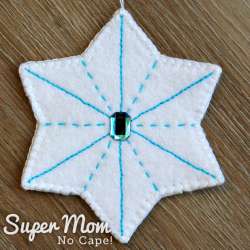 Embroidered Felt Star Ornament - Super Mom - No Cape!