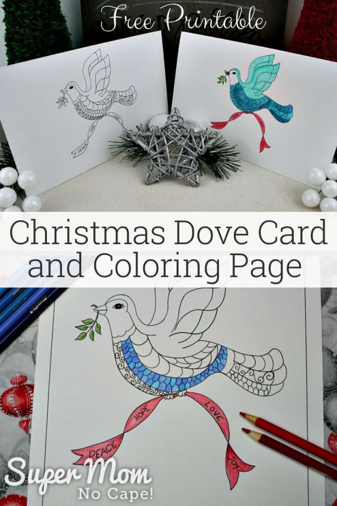Christmas Dove Card and Coloring Page - Super Mom - No Cape!