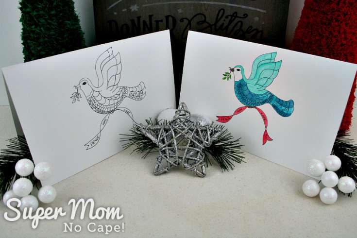 Christmas Dove Card and Coloring Page - Super Mom - No Cape!