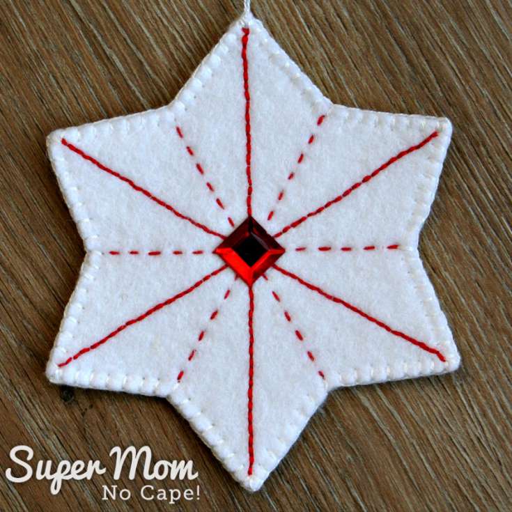 Embroidered Felt Star Ornament - Super Mom - No Cape!